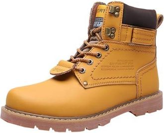 Generic Bottines en cuir synth&eacute;tique pour homme, bottes de neige &agrave; lacets, bottes de randonn&eacute;e, bottes de marche &agrave; bout rond, semelles antid&eacute;rapantes, chaussu