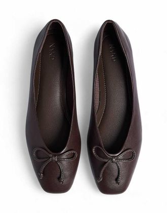 NA-KD Ballerines &agrave; bout carr&eacute; et noeud - Marron chocolat