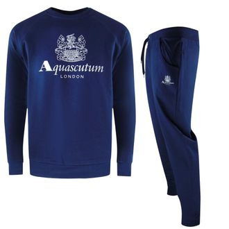 Aquascutum Trainingshosen-set old School Mit Rundhalsausschnitt In Marineblau