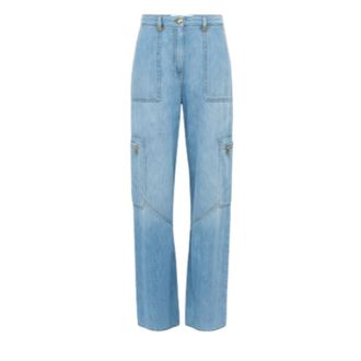 Elisabetta Franchi Cargo Denim Hose mit Schmuckdetail - - Jeans - Damen - Blau - W30