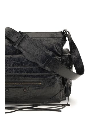 Balenciaga Mens Shoulder Bag Le City Multipocket Black Lambskin