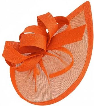 Caprilite Bibi fascinator v&eacute;g&eacute;talien &agrave; cerceau lunaire sur serre-t&ecirc;te mariage courses dAscot disque Sinamay sur mesure, Orange, Taille unique