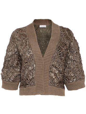 Brunello Cucinelli Cardigan mit Pailletten - Braun