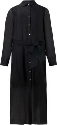 Karl Lagerfeld Femme, Robes, Noir, Taille: 42 FR Chemise Robe Partiellement Transparente avec Ceinture &agrave; Nouer