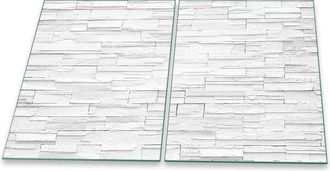 Decorwelt | Herdabdeckplatten 2x40x52 cm 2-Teilig Abstrakt Gelb Ceranfeldabdeckung Universal Spritzschutz Glas Deko Elektroherd Induktion f&uuml;r Kochplatten Herdsc