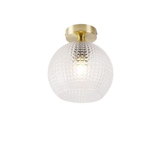 QAZQA Art Deco Smarte Art Deco Deckenleuchte I Deckenlampe I Lampe I Leuchte Messing inkl. WLAN A60 - Sphere Dimmer I Dimmbar I Wohnzimmer I Schlafzimmer - 
