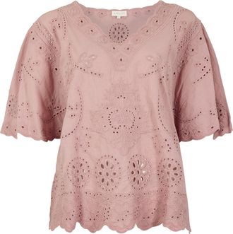 Apricot Embroidered Cotton Top