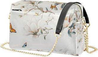 Mnsruu Sacs à bandoulière pour femme, sac à main en cuir avec motif floral et papillon
