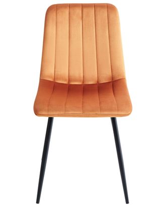 Beliani Esszimmerstuhl 4er Set Samtstoff orange auf schwarzen Beinen Kalispell