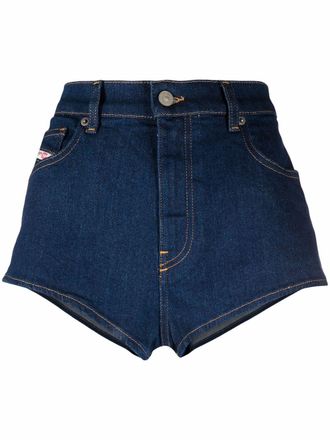 Diesel short en jean &agrave; taille haute - Bleu