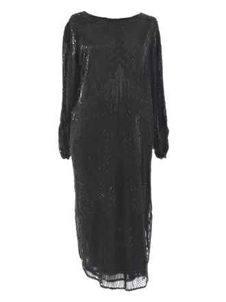 Vintage Pre-owned Kleid mit Stickerei - Schwarz