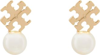 Tory Burch Ohrringe Tory Burch LOGO AND PEARL STUD EARRINGS 184421 Goldfarben