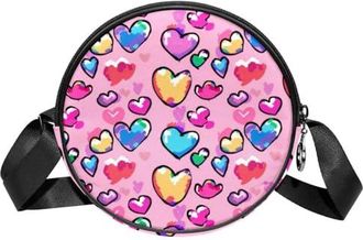 Generic Sac &agrave; bandouli&egrave;re rond pour femme, petit sac &agrave; bandouli&egrave;re color&eacute; avec fermeture &eacute;clair, bretelles r&eacute;glables, sac &agrave; main rond d&eacute;contract&eacute; pour femmes 