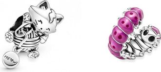 Pandora K&auml;tzchen & Garnkn&auml;uel Charm in Sterling Silber Moments Collection & MOMENTS Charm S&uuml;&szlig;e gekr&auml;uselte Raupe Silber 790762C01