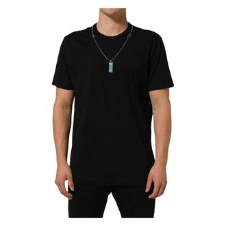 Dolce & Gabbana Dog Tag Kurzarm-Rundhals-T-Shirt - - Tops - Herren - Schwarzk - 3XL