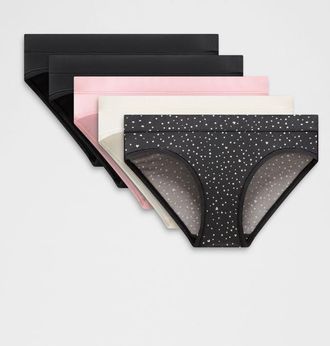 lululemon Culotte bikini UnderEase taille mi-haute Lot de 5 pour Femmes - Noir/Rose - Taille XL
