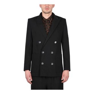 Balmain Technical Cotton DB Blazer Jacket - Homme - Vestes - Noir - Taille: XL