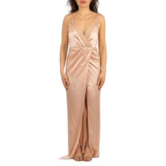 Elisabetta Franchi Roter Teppich Kleid mit bestickten Kristallen - - Dresses - Damen - Beige - S