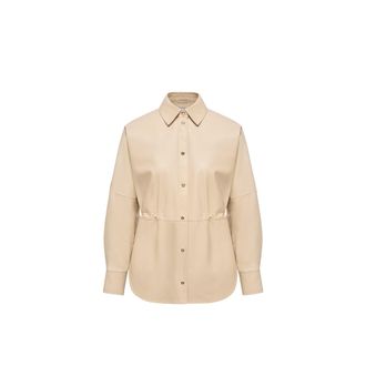 Moncler Moncler Leather Long Sleeve Shirt, Women, Beige, Size: 38
