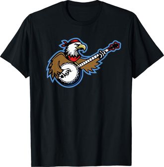 Giant Step Design Co. Hippie Bald Eagle Patriotic Banjo Player T-Shirt