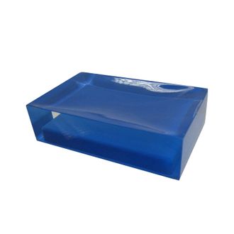 Gedy Auckland Seife, Ma&szlig;e und Gewicht: 3 x 11 x 7 cm & 0,15 kg, Solide Seifenschale aus hochwertigem, transparentem Harz, Blaue Oberfl&auml;che, R&S-Design, han