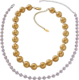Dansk Copenhagen Solgerd Collier Duo Ton 2en1 - Femme - Accessoires - Jaune - Taille: ONE Size