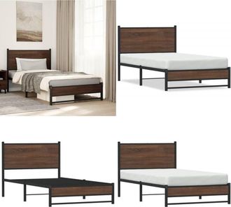 vidaXL Metallbett ohne Matratze Braun Eichen-Optik 100x200 cm - Vidaxl