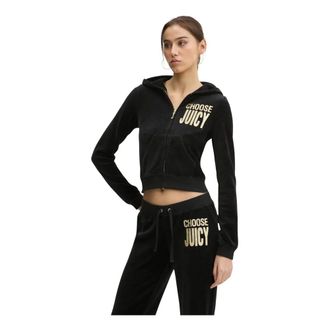 Juicy Couture Femme, Sweatshirts et sweats &agrave; capuche, Noir, Taille: 42 FR SweaT-shirt z fermetureure &eacute;clair en velours