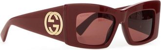 Gucci 819535_J07406060 Square Red Acetate Sunglasses - Red