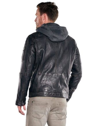 Engbers Lederjacke Herren Lederjacke mit herausnehmbarer Kapuze, Schwarzbraun