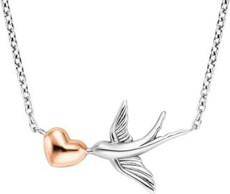Engelsrufer ERN-LOVE-BIRD-BIR Collier pour femme en argent sterling avec hirdelle et coeur bicolore Fermoir mousqueton Sans nickel Taille 40 + 4 cm, 50 cm, Argent