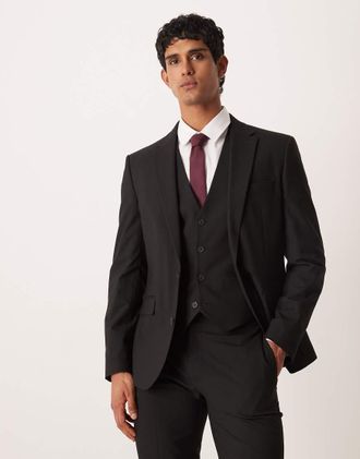 Asos Schmale Anzugjacke in Schwarz