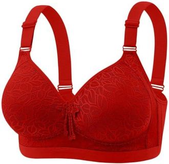Generic CHJAN - Soutien-gorge fin sans fil confortable pour femme - Couverture compl&egrave;te - Tissu respirant doux - L&eacute;ger, Rouge, 72