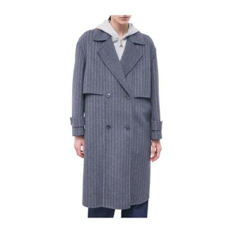 Patrizia Pepe Nadelstreifen-Mantel mit doppelter Knopfleiste - - Coats - Damen - Grau - S