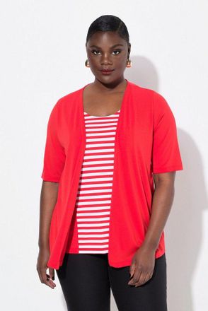 Ulla Popken T-Shirt 2-in-1-Shirt Shirt mit Jacke Ringel Halbarm