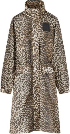 Ganni Femme, Manteaux, Brun, Taille: 44 FR Manteau Parka en Nylon L&eacute;opard