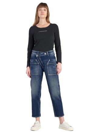 Le Temps Des Cerises Cosy Pocket Boyfit 7/8. Jeans Destroy Blau Nr. 2, blau, 33W