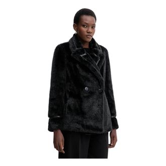 Twinset Kurzer Kunstpelzmantel - - Jackets - Damen - Schwarzk - L