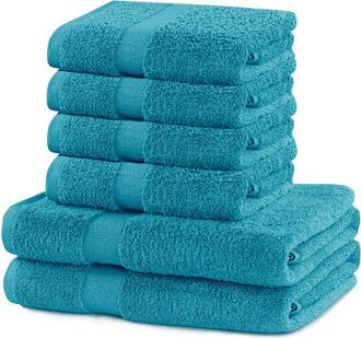 Decoking 6er Set Baumwolle Qualität 525g/m² 4 Handtücher 50x100 cm und 2 Badetücher 70x140 cm türkis saugfähig Marina