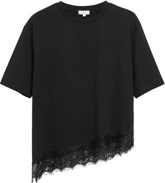 s.Oliver Kurzarmshirt T-Shirt T-Shirt mit asymmetrischem Spitzensaum