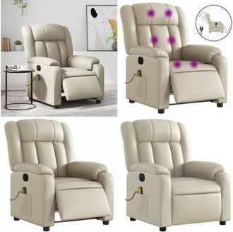 vidaXL Massagesessel Elektrisch Creme Kunstleder - Massage Stuhl - Elektrischer Recliner - Relaxsessel - Fernsehsessel - Bequeme Lounge Chair - Home & Living