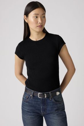 Levi's Dry Goods T Shirt Mancheron Gaufr&eacute; - Femme - Noir / Anthracite Night - XL