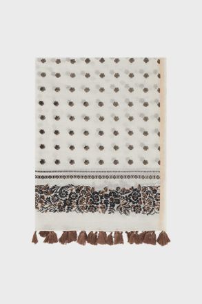 Gerard Darel Etole &agrave; pompons en coton et soie - DAPHNE - Ecru