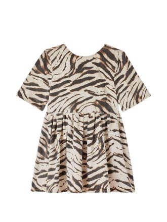Ganni Mini-robe en coton &agrave; imprim&eacute; z&egrave;bre