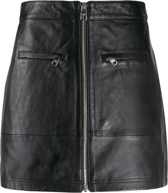 Calvin Klein Jeans Femme, Jupes, Noir, Taille: 36 FR Minijupe &Eacute;co-cuir Noire Zip Grande