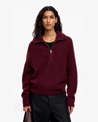 Arket Pullover Aus Alpakawollmischung Mit Rei&szlig;verschluss -Rot
