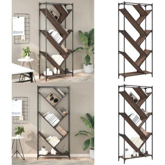 vidaXL Vidaxl - B&uuml;cherregal Braun Eichen-Optik 79x30x180cm Holzwerkstoff Metall - Bucherregal - Regal - Holzm&ouml;bel - Eiche Optik - Baumf&ouml;rmig - Home & Living