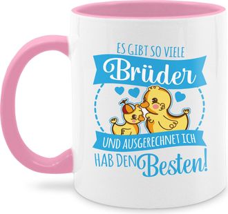Shirtracer Tasse Tassen 325ml - Bruder - Es gibt so viele Brüder - hellblau - 325 ml - Rosa - lustige kaffeetasse zum kaffeetrinken für den geschenk geschwister 