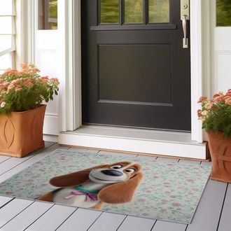 Generic Ch&acirc;taigne Lavable en Machine Tapis Salon Dessin anim&eacute; Chien Amusant, 140 x 200 cm Doux Tapis de Sol Pelucheux Dessous Antid&eacute;rapant, Entree Interieur C