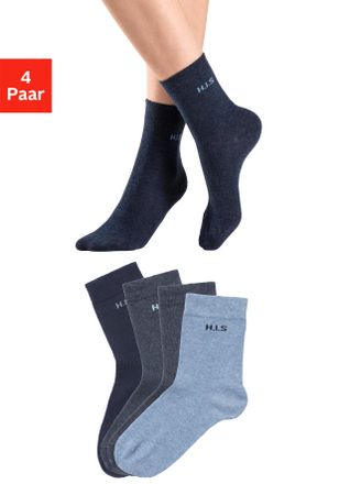 H.I.S Socken H.I.S, Damen, Gr. 35-38, blau (1x marine, 3x jeanst&ouml;ne), Baumwolle, Elasthan (LYCRA), Polyamid, unifarben, elastisch, Socken Socken, ohne einsc